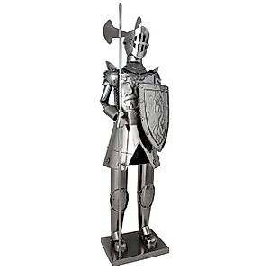 BRUBAKER Wine Bottle Holder 'Knight' - Table Top Metal Sculpture - with Greeting Card