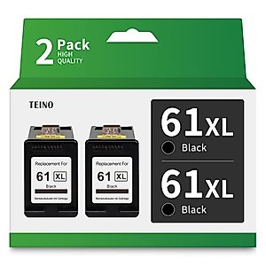 61 61XL Black Ink Cartridge Remanufactured Ink Cartridge Replacement for HP 61XL 61 XL for Envy 5530 4500 4502 5535 OfficeJet 4630 4635 4632 DeskJet 2540 1010 3050a 2542 2549 3510 2541 2548 (2 Black)