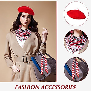 Shinymoon 24 Pcs Wool Beret Hat Bulk Winter Artist Beanie Beret Warm French Hat with Silky Neck Scarf for Women Girl Lady(Red, Elegant Style)