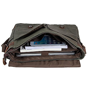 Waterproof Canvas 15" Macbook pro/ 15.6'' Leather Laptop Messenger Bag for Men Business Vintage shoulder bag/Briefcase Crossbody