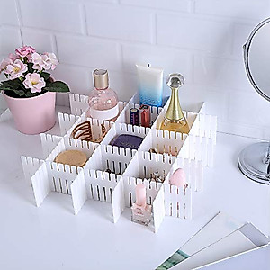 40 Pcs Plastic DIY Grid Drawer Divider Household Necessities Storage Thickening Housing Spacer Sub-Grid Finishing Shelves for Home Tidy Closet Stationary Socks Underwear Scarves Organizer (White)