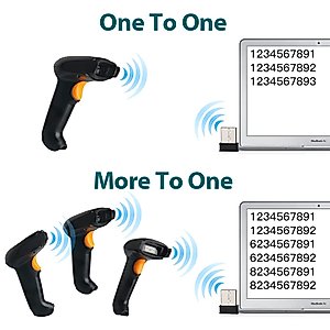 Handheld Barcode Scanner Wireless 1D CCD Sensor Barcode Reader, Support Screen LCD Bar Code, Versatile 2 in 1 2.4Ghz Wireless and USB Wired Automatic Scan Reader