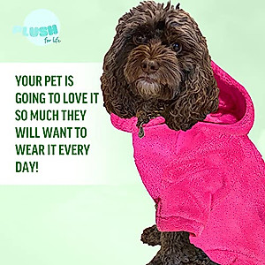 Plush For Life Dog Hoodie for Girls, Dog Sweater Warm Cute Cozy Pet Clothes Dog Winter Coat, Pet Gifts, Fuchsia, X Large