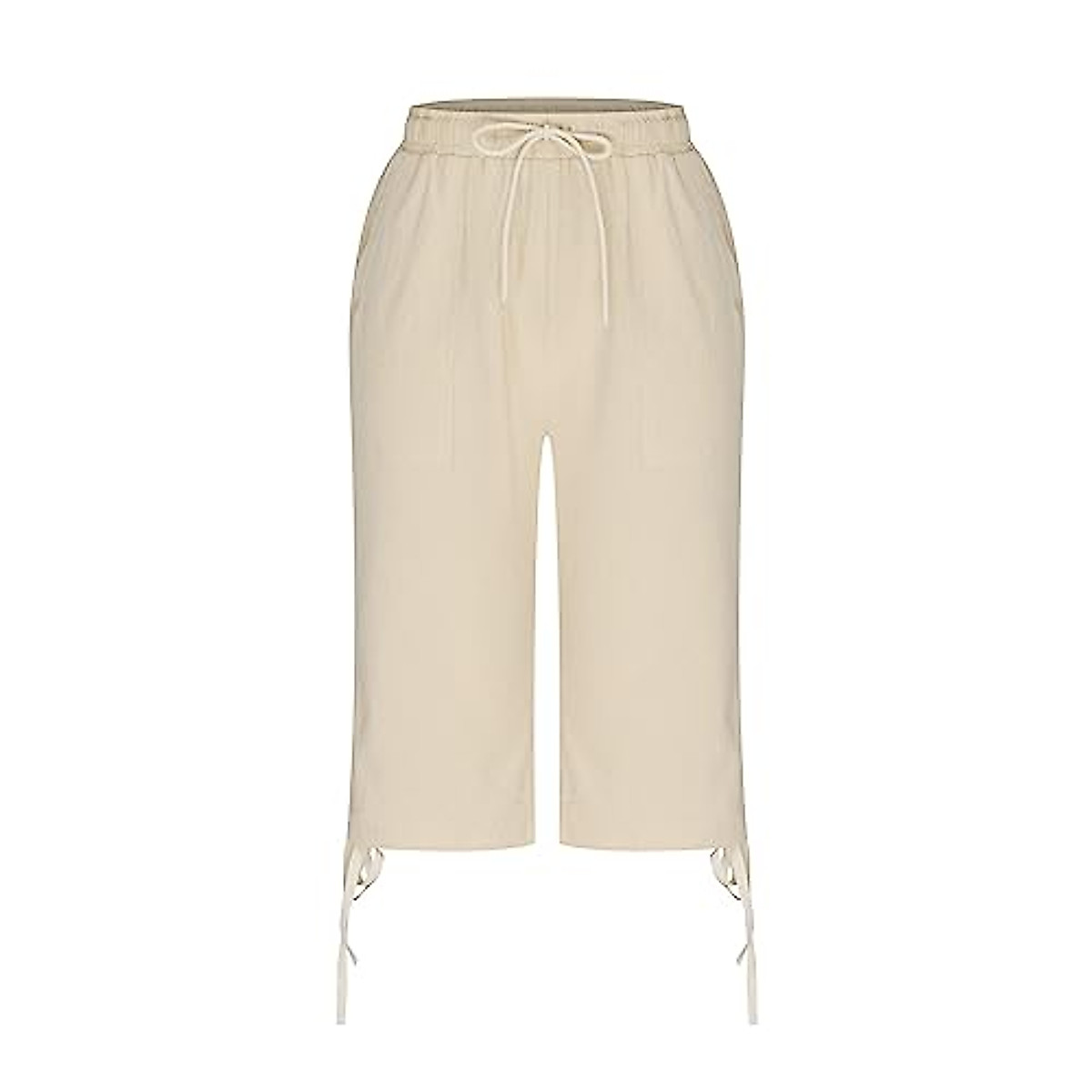 Mens Shorts Elastic Waistband Linen Shorts Men 2023 Stylish Causal Drawstring Elastic Waist Solid Shorts with Pockets 11" Inseam Summer Clothes Mens Shorts 5 Inch Inseam Khaki XL