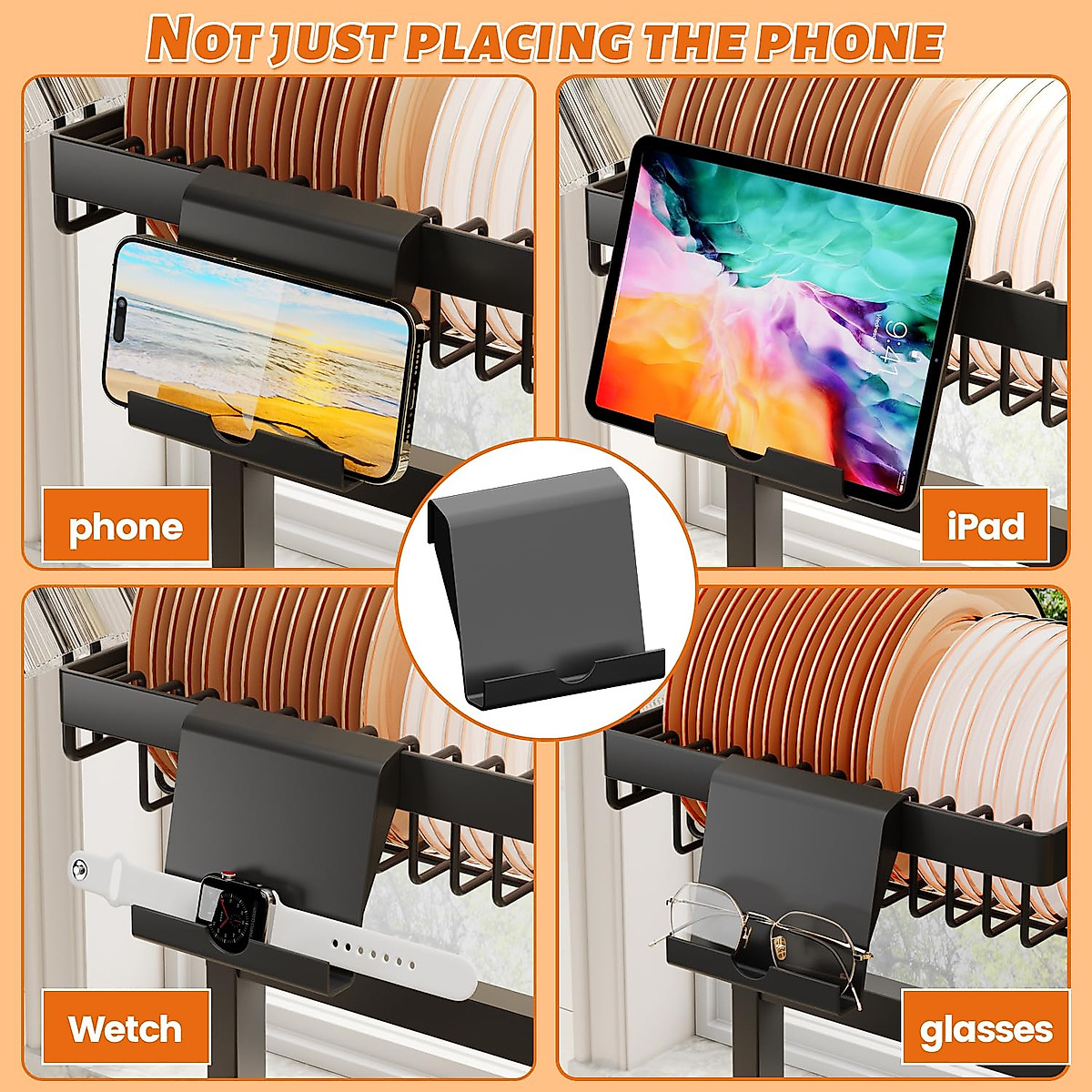 ilvvan Over The Sink Dish Drying Rack 27-36L x 12W x 32.5-37H (inches) (Expandable Height and Length) Snap-On Design 2 Tier Large Dish Rack