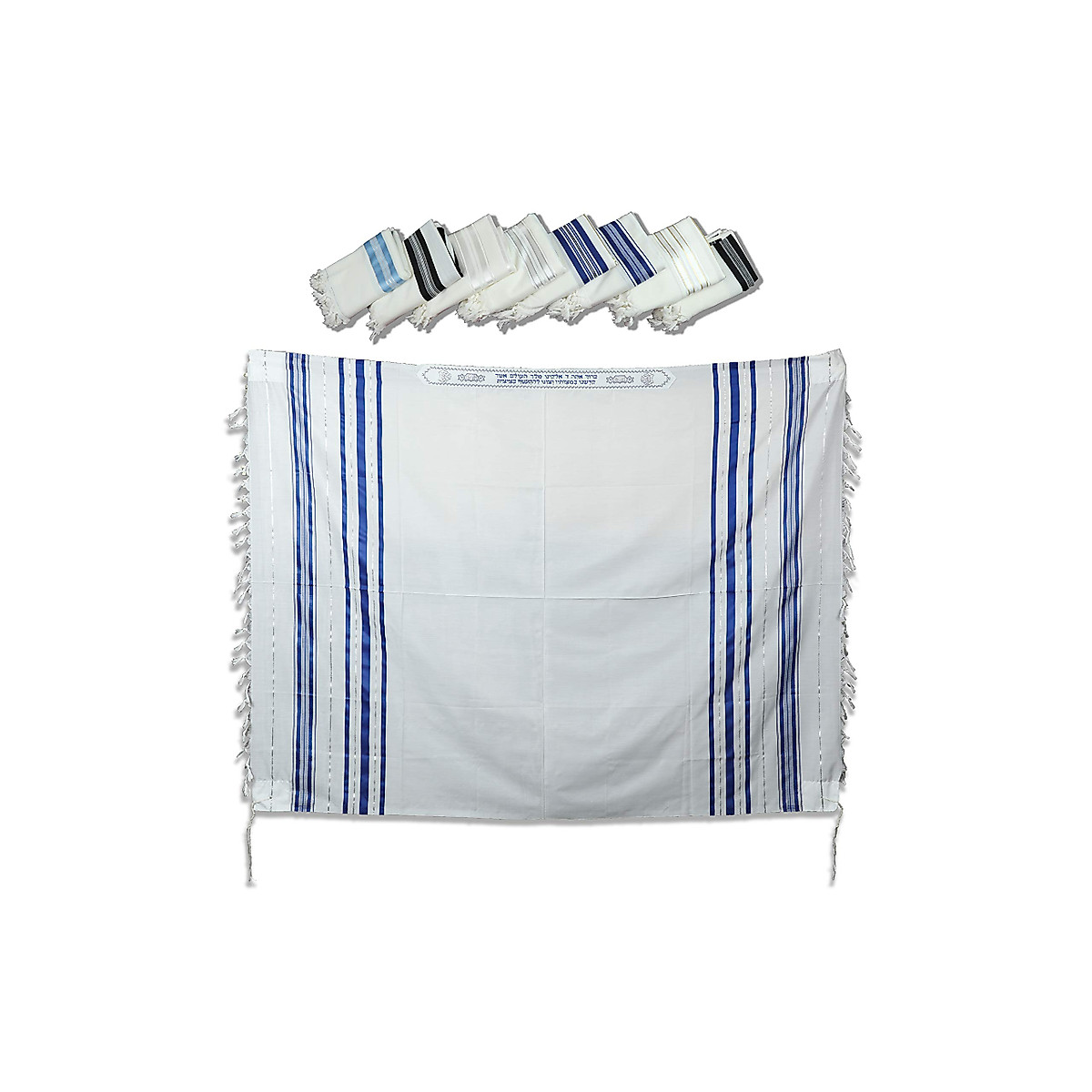 TALITANIA Traditional pure wool Tallit prayer shawl tallis gadol (Size 70 (L) 80 X 60 inches, Blue and silver Stripes)