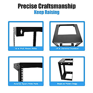 Raising Electronics 15U Wall Mount Open Frame 19 Inch Server Equipment Rack Threaded 15 Inch depth Black (15U)