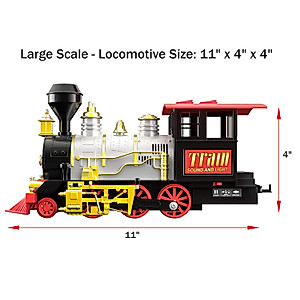 Large Classic Holiday Christmas Tree Train Set with Sounds Lights Smoke for Around Under The Christmas Tree