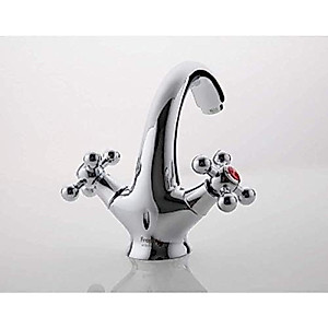 ROLTIN Kitchen Taps 1 Set Chrome Plated Double Handle Toilet Bathroom Sink Faucet Hot and Cold Bathroom Sink Mixer Tap Switch