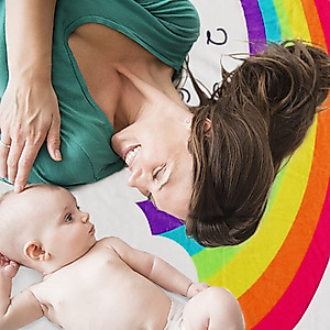 amzting Baby Monthly Milestone Blanket Girl or Boy - Newborn Month Blanket Personalized Shower Gift Soft Plush Fleece Photography Background Photo Prop Flower Blanket 59x39 inches (Rainbow)