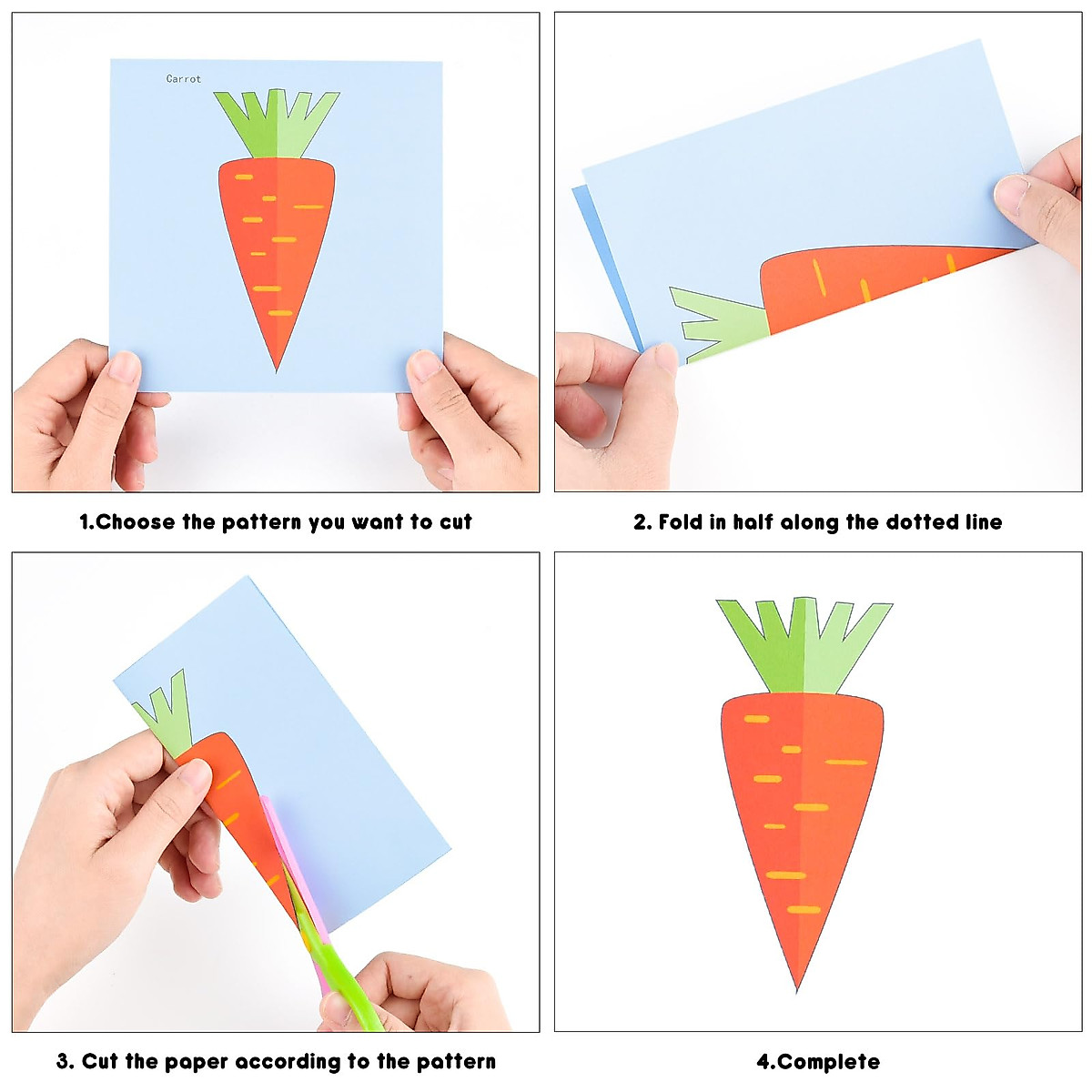 ASTARON 2 Kids Safety Scissors with 100 Pcs Paper Cutting for Paper Craft Supplies, Kids Preschool Training Scissors, Art Craft Plastic Scissors for School Supplies and Scrapbooking Supplies