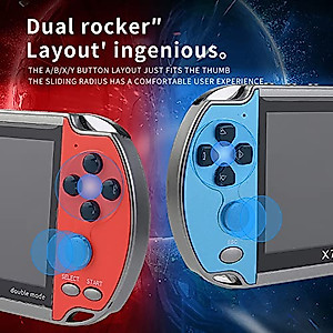 DREAMHAX X7 Plus Handheld Game Console with Preload 10000 Games, Portable Video Games Support HDMI Output & Double Player, Classic Arcade Retro Game Player Gameboy Gift Present (4.3" Screen Red Blue)