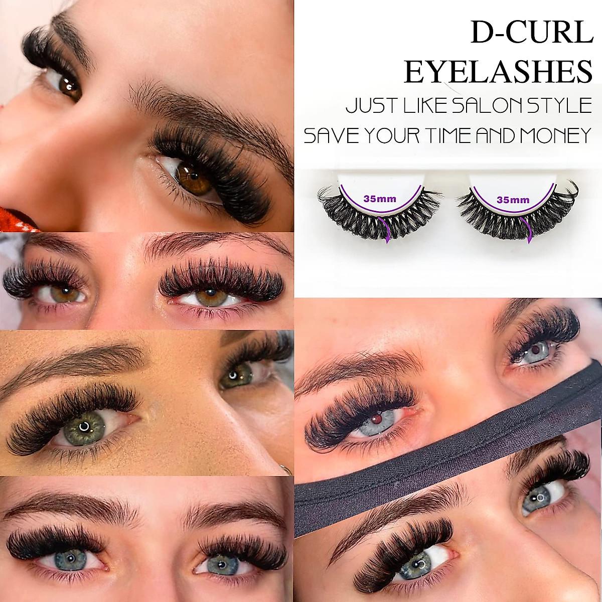 10Pairs 3d Russian, D Curl Lash Strips, 15mm Wispy Fake Lashes that Look Like Extensions, Natural False Lashes Mink