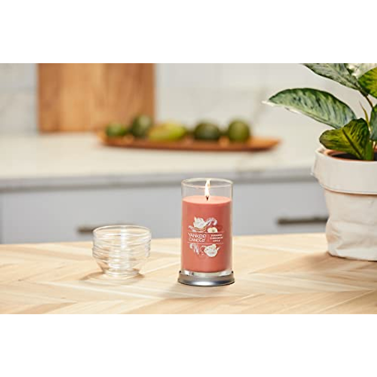 Yankee Candle Sugared Cinnamon Apple Signature Medium Pillar Candle, 14.25oz