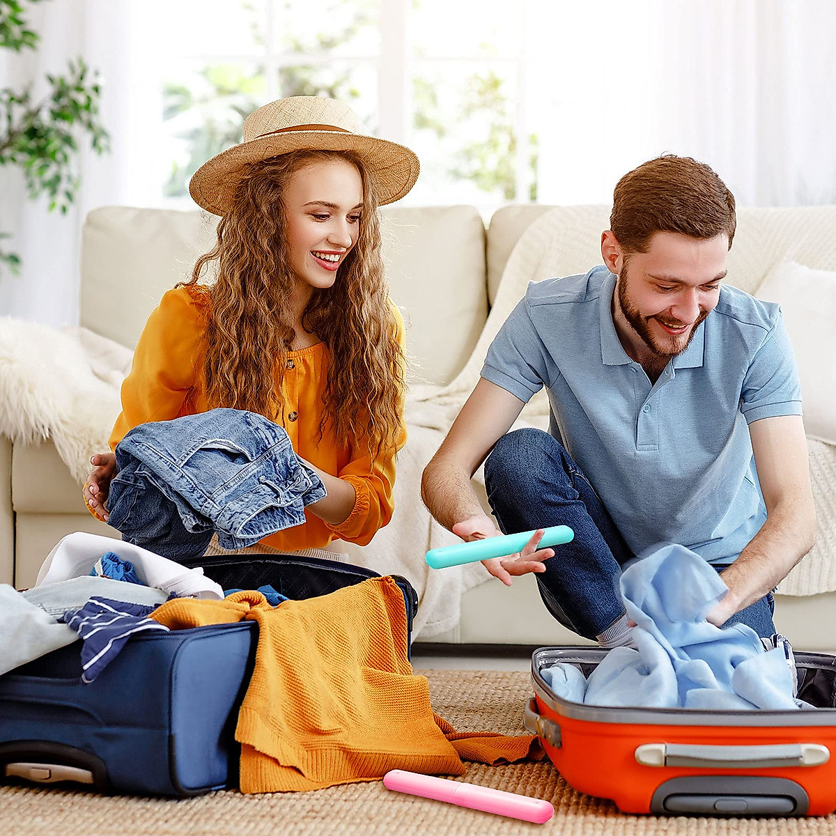 40 Pieces Travel Toothbrush Holder Case Portable Plastic Pencil Case Holder Toothbrush Carrier Cover Case Bulk Toothbrush Storage Containers for Traveling Camping Bathroom Business, 7 Colors