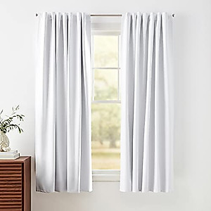Amazon Basics Room Darkening Blackout Window Curtains with Back Tab Hanging Loops - 52" x 63", White
