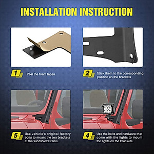 Nilight Windshield Frame Mounting Bracket for 52” LED Light Bar and Pod Light on Wrangler JK 2007-2017, 2 Years Warranty