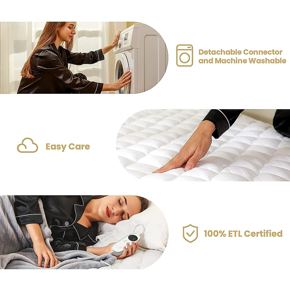 Heated Mattress Pad California King Size with 9 Heat Settings Controller Quilted Electric Mattress Pad Fit Up to 21 Inch