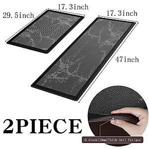 Kitchen Mat Rug for Floor,Kitchen Floor Mats 2PCS Cushion Anti Fatigue Comfort Mat for Home and Standing Desk (Black)