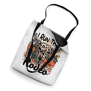 Leopard Bull Skull I Run This Rodeo Desert Cactus Western Tote Bag
