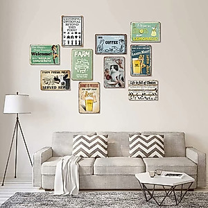 WZVZGZ Wall Hanging Plaque Metal Tin,Happy Easter Bunny Tail Rabbit Easter Eggs Welcome Spring,Novelty Sign for Living Room Garden Bedroom Office Hotel Cafe Bar Club Wall Decor 8x12inch