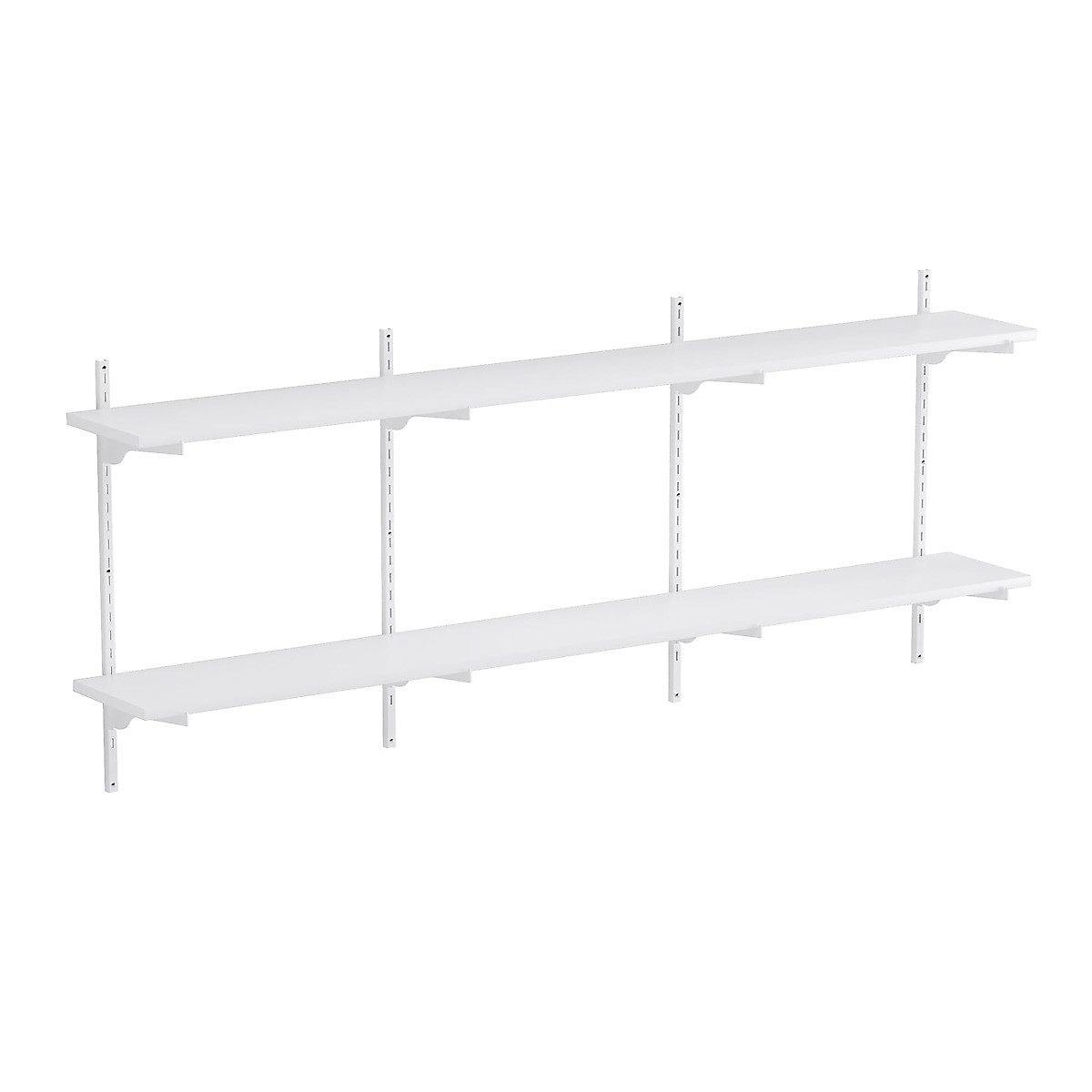 Wallniture Turin 60 inch x8 in Floating Shelves for Wall Decor, Floating Shelf System, Wall Book Shelf for Living Room, Wall Shelves with Adjustable Standard Rail Bracket System, White, Wood