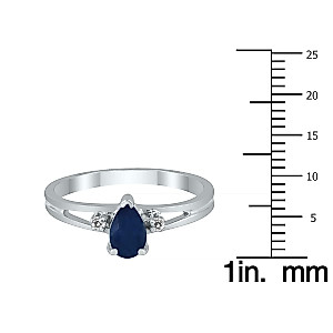 6X4MM Sapphire and Diamond Pear Shaped Open Three Stone Ring in 10K White Gold