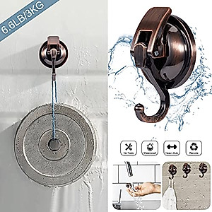 Apkhgtb Suction Cup Hooks for Shower Heavy Duty Vacuum Suction Shower Hooks Waterproof Bathroom Towel Hooks for Hanging No Punching Robe Hooks Reusable Wreath Hanger(Red Bronze 2Pack)