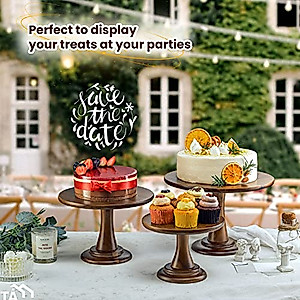 Tidita Set of 3 Acacia Wood Cake Stand Set – Rustic Farmhouse Cupcake Stand - Wedding and Birthday Cake Pedestal Stand - 3 Pcs Dessert Display Stand Use at Parties, Restaurants (Acacia Wood)