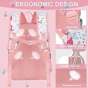 LOIDOU Kids Backpack Girls Preschool Kindergarten Elementary Backpacks with Lunch Box Kids Fairy School Bags BookBag Set