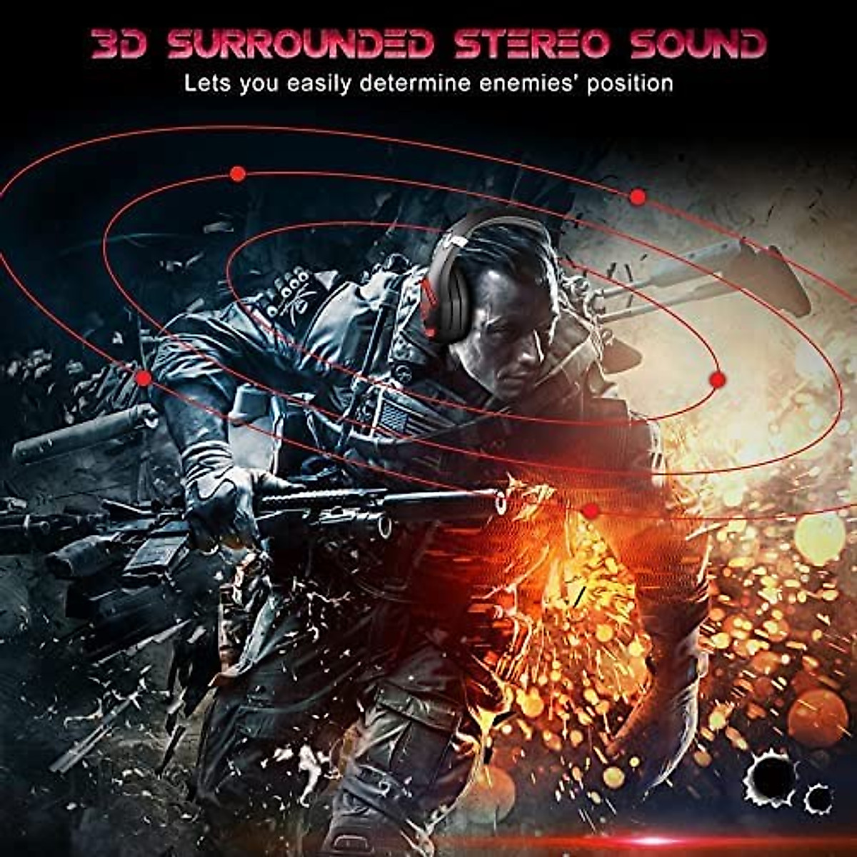 ONIGAL Gaming Headset with Stereo Surround Sound, Gaming Headset with Mic & LED Light Noise Cancelling Over Ear Headphones for 360