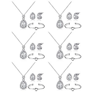 Fumete 6 Sets Bridesmaid Jewelry Set for Wedding Necklace Earrings Bracelet Bridesmaid Jewelry for Bridesmaid Gifts