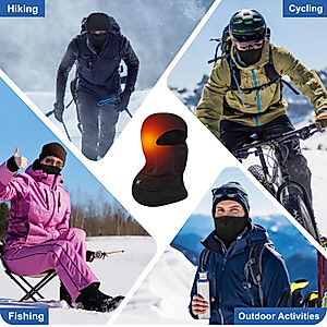 WERMSOCK Heated Ski Mask, Heated Balaclava Face Mask, Windproof Black Ski Mask for Men, Thermal Full Face Ski Mask for Motorcycle Riding Cycling