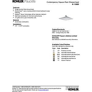KOHLER 13695-CP 2.5 gpm Rain Head with Katalyst Air-Induction Technology, 8", Polished Chrome