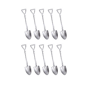 Smilesunus 10 Pcs Mini Shovel Spoons Dessert Spoons Stainless Steel Ice Cream Yogurt Spoons