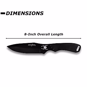 BladesUSA Perfect Point Throwing Knives – Set of 3 – Black Stainless Steel Blades and Handles w/ Spider Design, Nylon Sheath, Full Tang Construction, Well Balanced, Throwing Sport Knives – RC-1793B