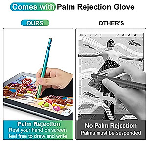 Stylus Pen for Touch Screens, Active Digital Pens Rechargeable 1.5mm Fine Tips Smart Pencil Compatible with iPad iPhone and Most Tablet with Glove by OOCLCURFUL (Blue+Light Green)