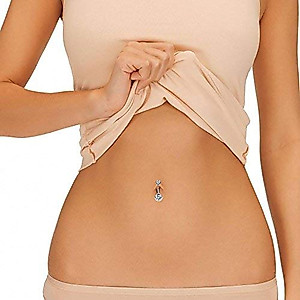 CrazyPiercing 10PCS 316L Surgical Grade Steel Rhinestone Belly Button Navel Ring Bar 23x8mm