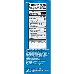 KIND Breakfast Cereal Bars, Gluten Free Snacks, Chocolate with Almonds, 9.3oz Box (6 Bars)