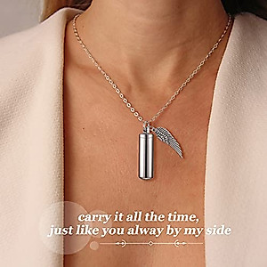 10 Pieces Cylinder Cremation Urn Necklace with Angel Wing Stainless Steel Memorial Keepsake Pendant Cremation Necklaces for Ashes for Women Men Urn Jewelry Sets Keepsake Urns Necklace with Filling Kit