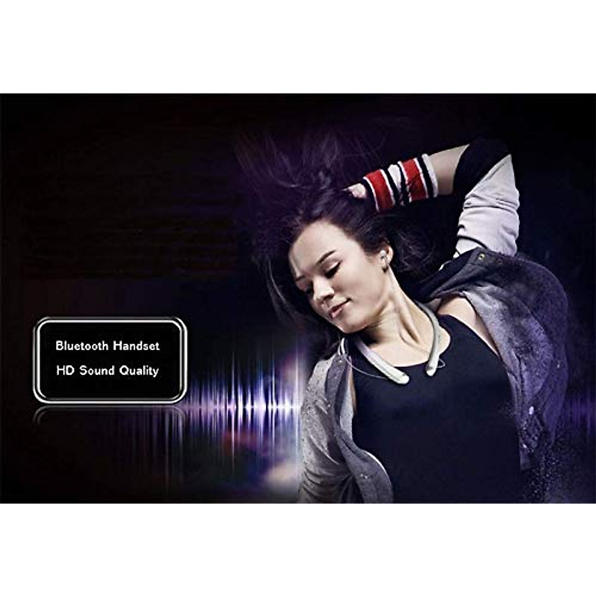 QT S Bluetooth Headset, Lightweight Retractable for Neckband Bluetooth Headphones for Sports Exercise Home & Office, Noise Cancelling Stereo Neckband Wireless Headset Talk 9-10 Hours