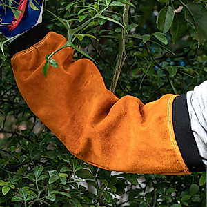 Benozit 18inch Leather Welding Sleeves for Men&Women, Heat & Flame Resistant Arm Protection, Heavy Duty Work Arm Guard, Puncture Resistant Sleeves for Garden