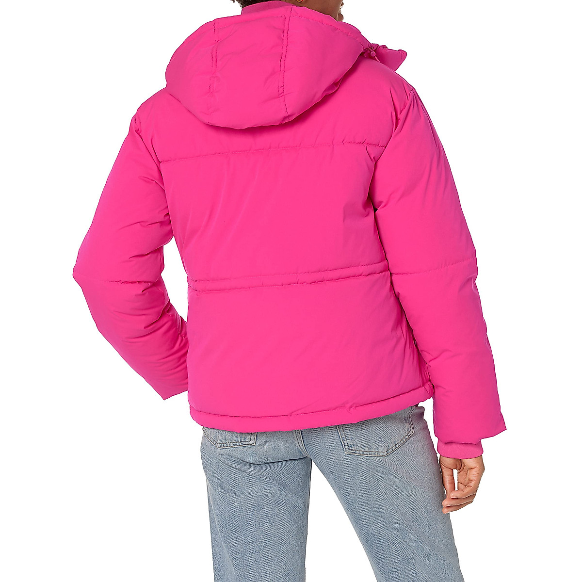 Amazon Essentials Women's Short Waisted Puffer Jacket (Available in Plus Size), Neon Pink, Large