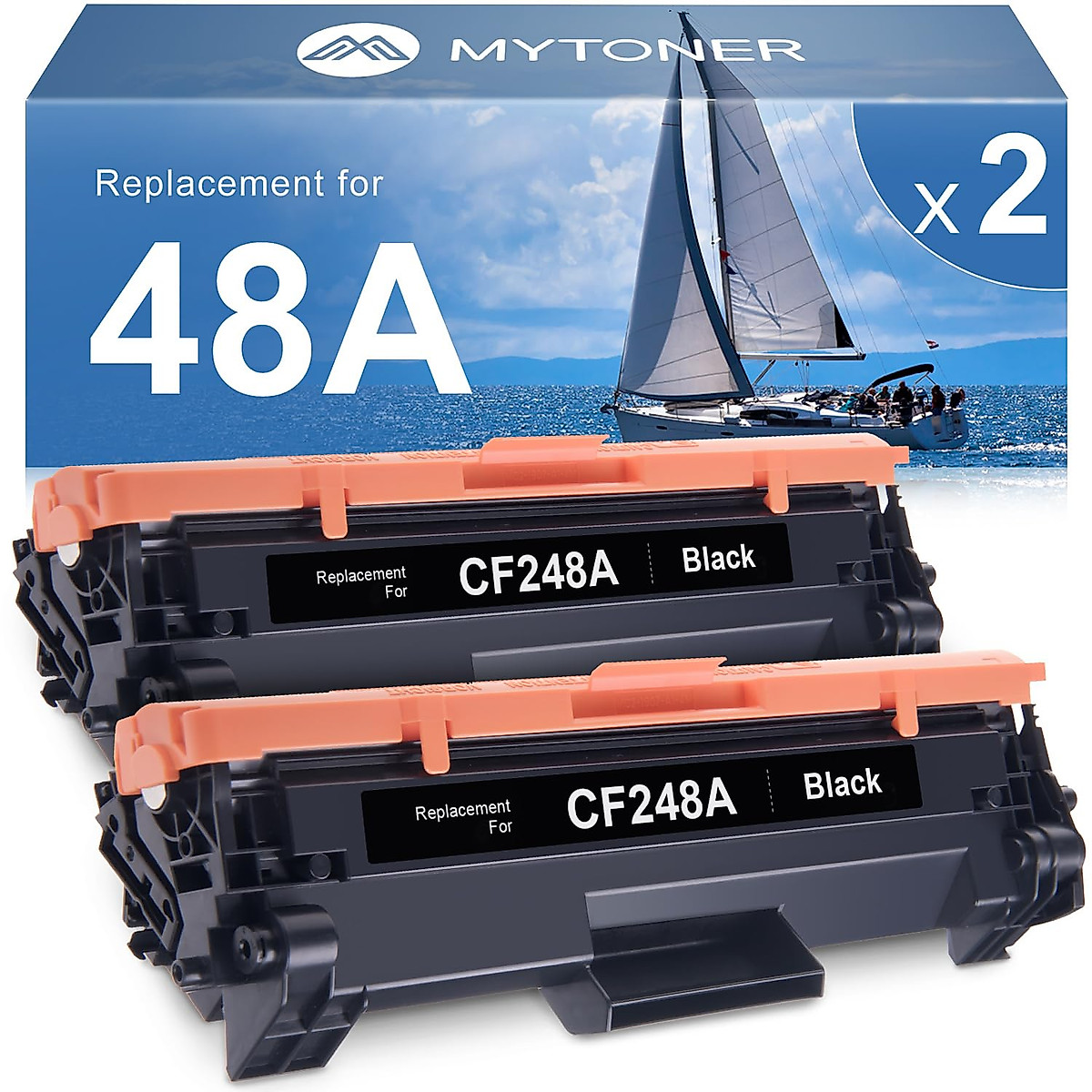 48A CF248A-MYTONER Compatible Toner Cartridge Replacement for HP 48A CF248A M15w M29w M31w Printer Ink(Black, 2-Pack)