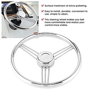 Boat Steering Wheel 13-1/2 Inch 9-Spoke Marine Steering Wheel Stainless Steel 15 ° Tilt Angle Silver Accessory