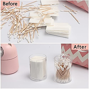 Songaa Qtip Holder Dispenser for Cotton Swab, Cotton Pads, Cotton Ball, Floss, 2 in 1 Transparent Acrylic Cosmetic Cotton Pads Holder Storage Organizer Containers with Lid