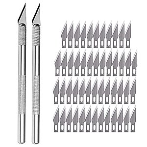 WA Portman Hobby Knife Set - 2 High Grade Precision Knives with 50 Premium Steel Hobby Knife Blades - Craft Knife Set with 50#11 Craft Cutter Blades - Precision Knife Set with #11 Hobby Blades