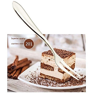 3pcs Stainless Steel Fruit Forks Metal Dinner Forks Satin Forks Two Prong Dinner Fork for Home Restaurant Hotel (Silver)