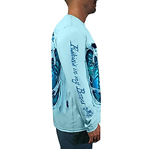 Rattlin Jack Men's Long Sleeve Fishing Shirt UV Protection WaterBones XL Lt.Blue