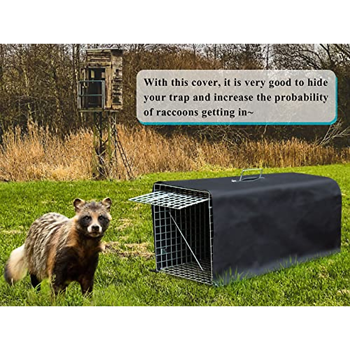 Deblue Feral Cat Trap Cage Cover, 32" Cage Trap Cover for Live Animals with Bite Proof Gloves, Large Trap Cage Cover for 1 Door Humane Trap Cage-(NO CAGE)